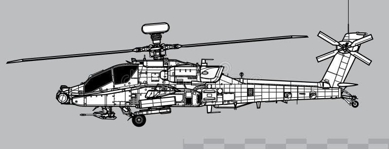 Boeing AH-64E Apache Guardian. Attack Helicopter. Side View Stock ...