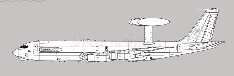 Boeing E-3A Sentry. Vector Drawing of Airborne Early Warning and ...