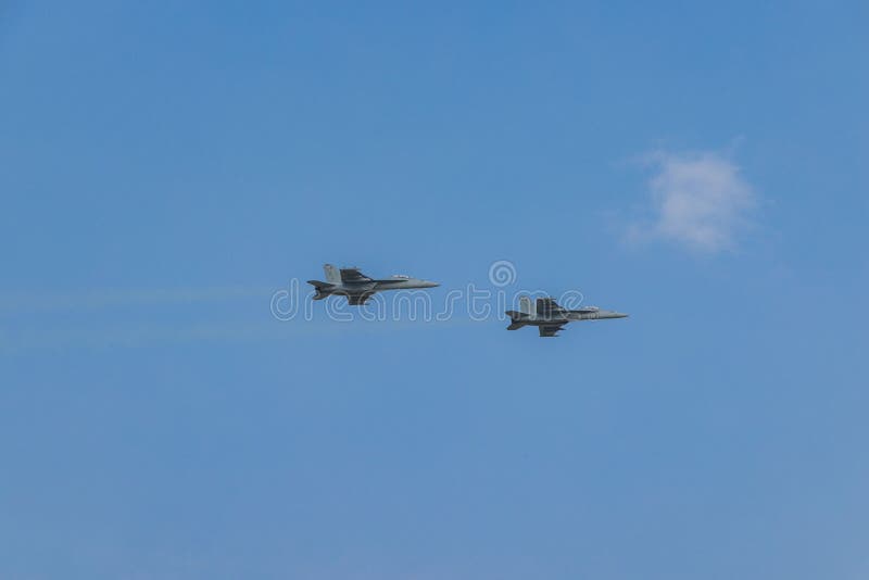Boeing EA-18G Fighter Jets Doing Fly-bys at EAA AirVenture Against a ...