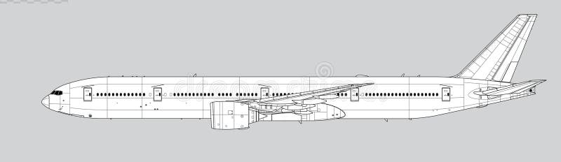 Boeing 777-300ER. Vector Drawing of Long-range, Passenger Jet Airliner ...