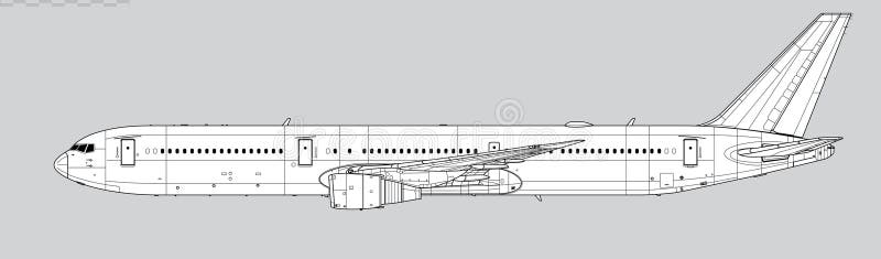 Boeing 767-400ER. Vector Drawing of Long-range, Passenger Jet Airliner ...