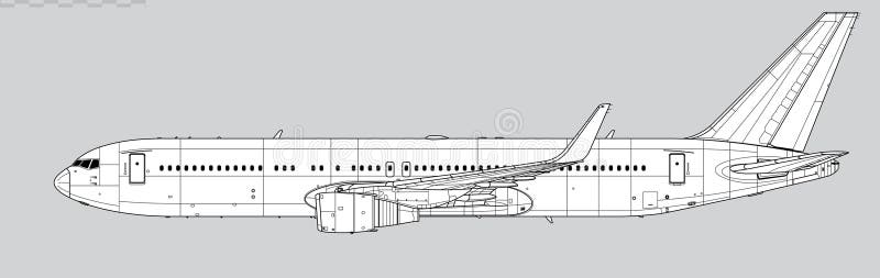 Boeing 767-300ER. Vector Drawing of Long-range, Passenger Jetliner ...