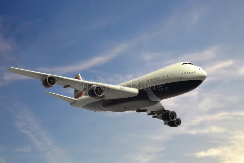 Boeing 747 Flying Low Overhead. Stock Image - Image of transport, plane ...