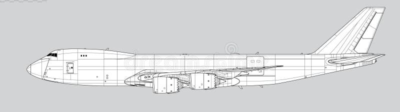 Boeing 747-8 Freighter. Vector Drawing of Long-range Cargo Jet Aircraft ...