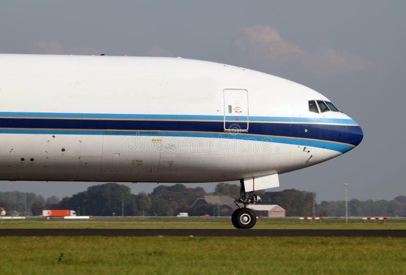 Boeing 777 Landing On The Runway Stock Image - Image of plane, speed ...