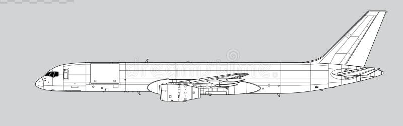Boeing 757-200PF Freighter. Vector Drawing of Cargo Jet Aircraft Stock ...