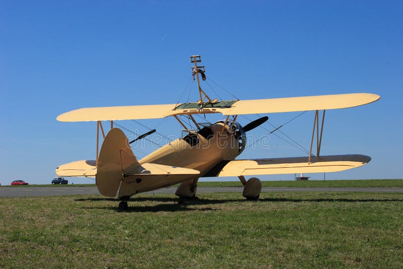 Stearman biplane stock photo. Image of yellow, vintage - 26634918