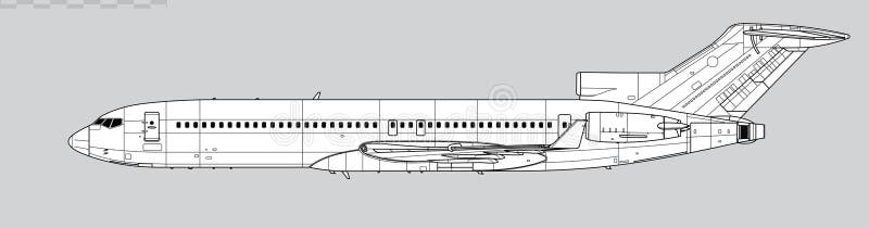 Boeing 727-200 Super 27. Vector Drawing of Mid-range Jet Airliner Stock ...