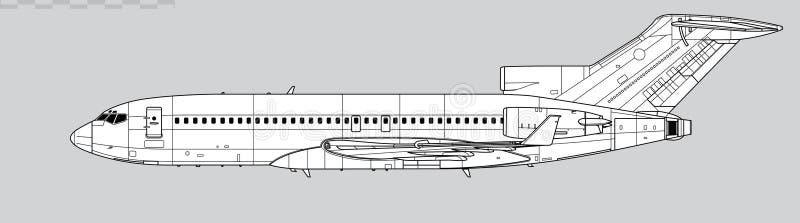 Boeing 727-100 Super 27. Vector Drawing of Mid-range Jet Airliner Stock ...