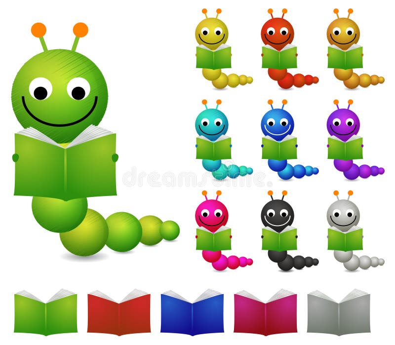 Boekenwurm vector illustratie. Illustration of blauw - 18092321