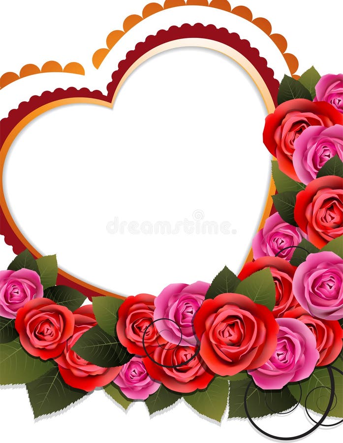 Rood hart met rozen vector illustratie. Illustration of offerte - 12988456