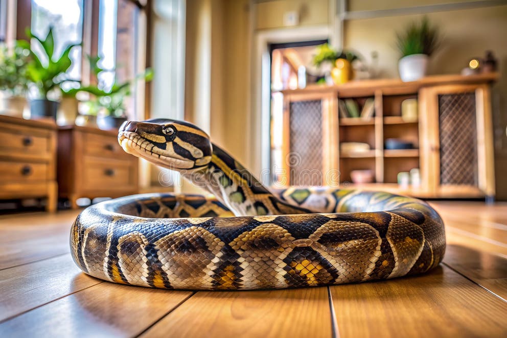 Boelens Python sits house stock illustration. Illustration of lizard ...