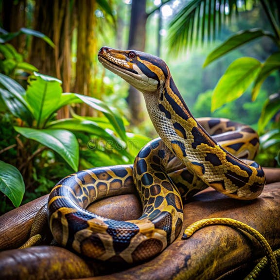 Boelens Python Stands Jungle Stock Illustration - Illustration of cute ...