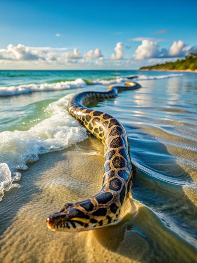 Boelens Python walks ocean stock illustration. Illustration of cartoon ...