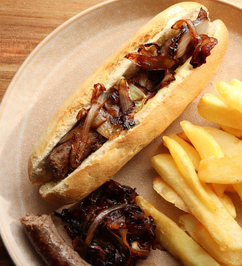 Boerewors roll with chips stock image. Image of boerewors - 235054257