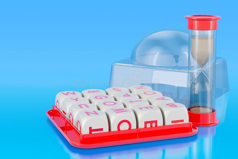 Boggle Board Game on Blue Background, 3D Stock Illustration ...