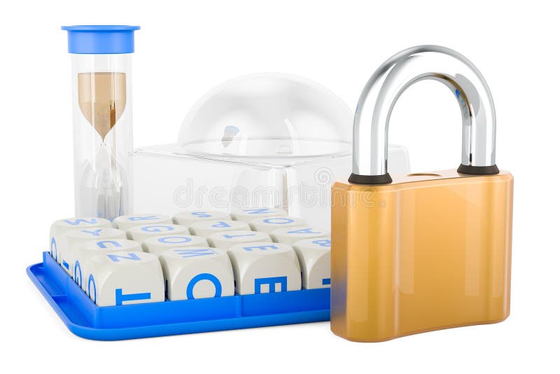 Boggle Board Game with Padlock. 3D Rendering Stock Illustration ...