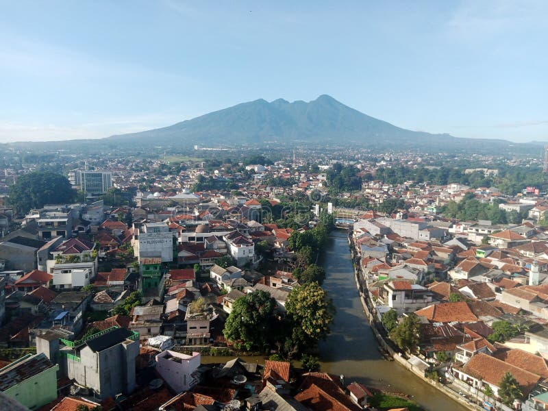 Bogor Aerial View with Salak Mountain Background Stock Photo - Image of ...
