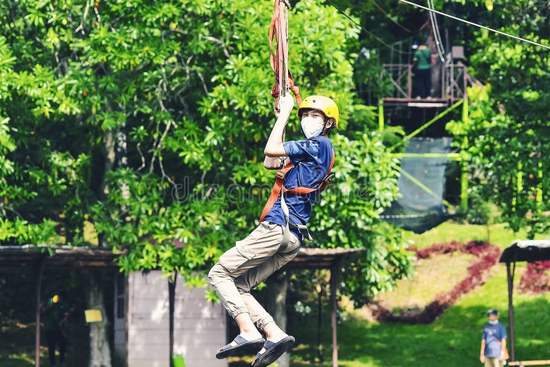 Bogor, West Java, Indonesia, May 2nd 2022. People Playing Flying Fox at ...