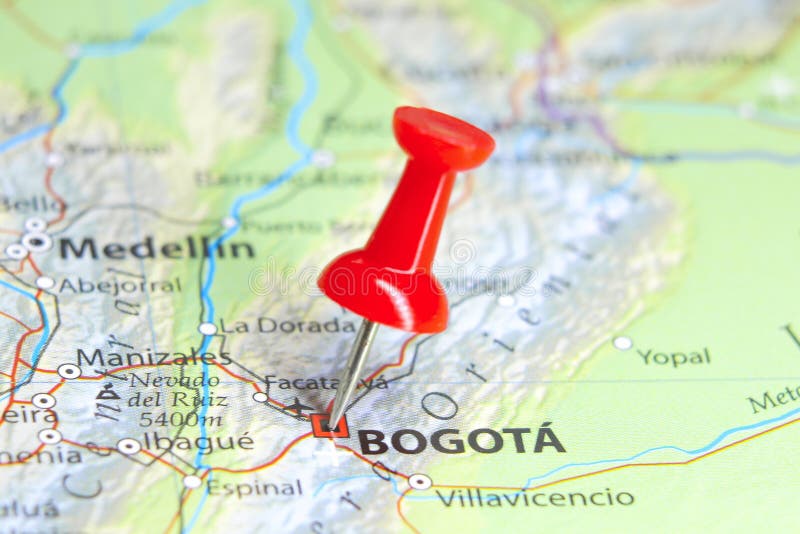 Bogota, Colombia Pin on Map Editorial Photo - Image of guidance ...