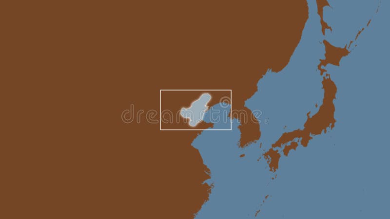 Bohai Sea. Solid Map. Patterson Cylindrical. Close-up Stock Video ...