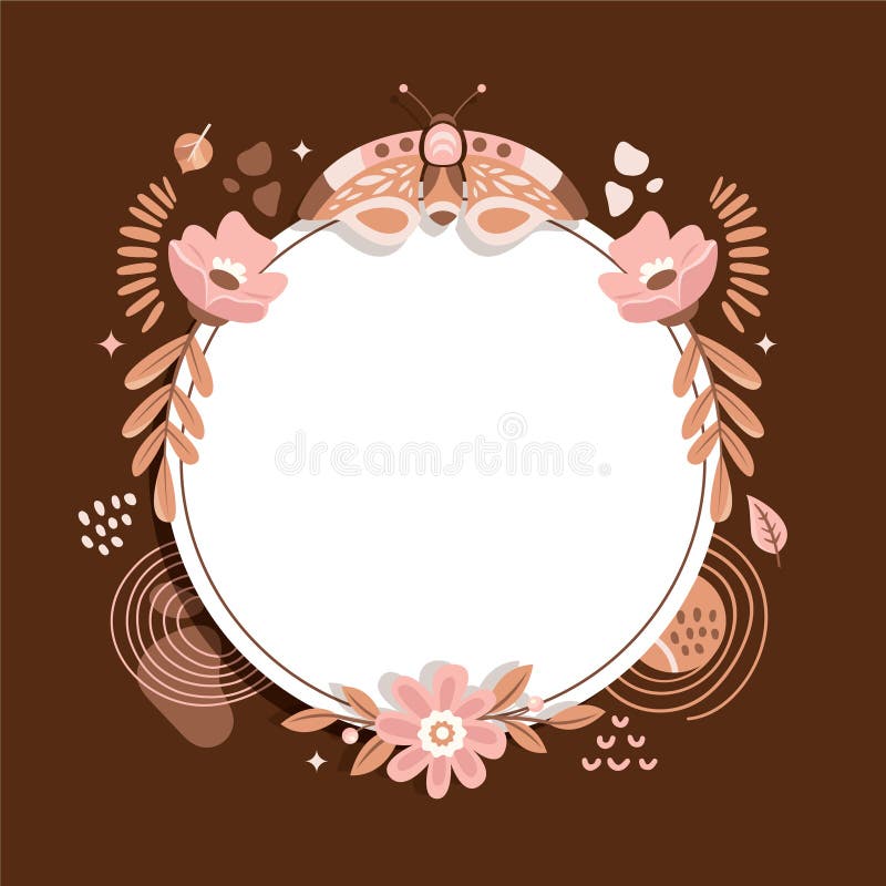 Bohemian Abstract Nature Elements Frame Stock Vector - Illustration of ...
