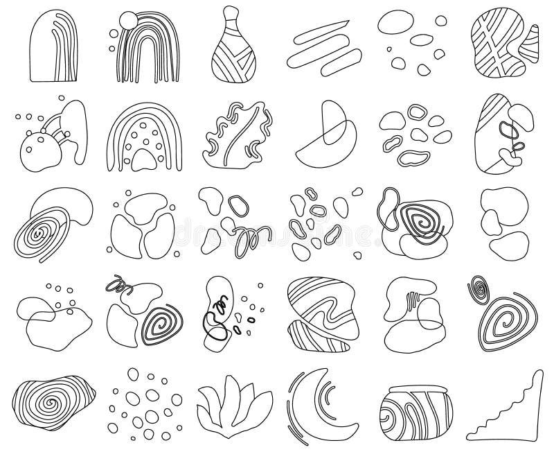 Bohemian Abstract Shape Element in Line Art Style Stock Vector ...