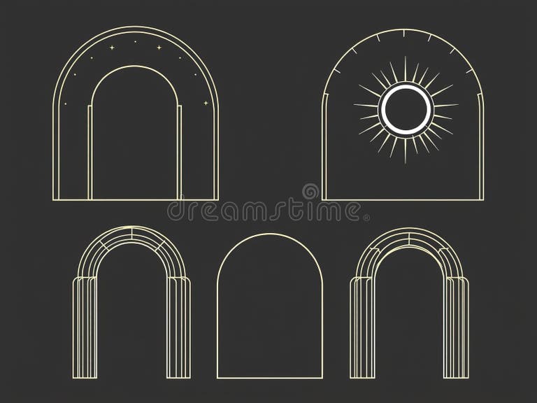 Bohemian Arch Design Set Downloadable Printable Frames Vector Graphics ...