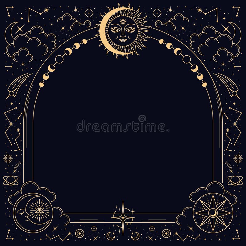 Bohemian Astrology Celestial Border or Tarot Frame Stock Illustration ...