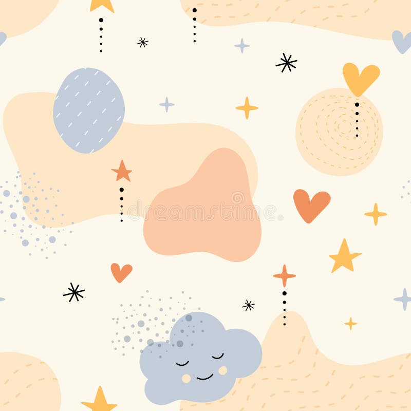 Bohemian Baby Pattern. Seamless Baby Pattern in Boho Style. Stock ...