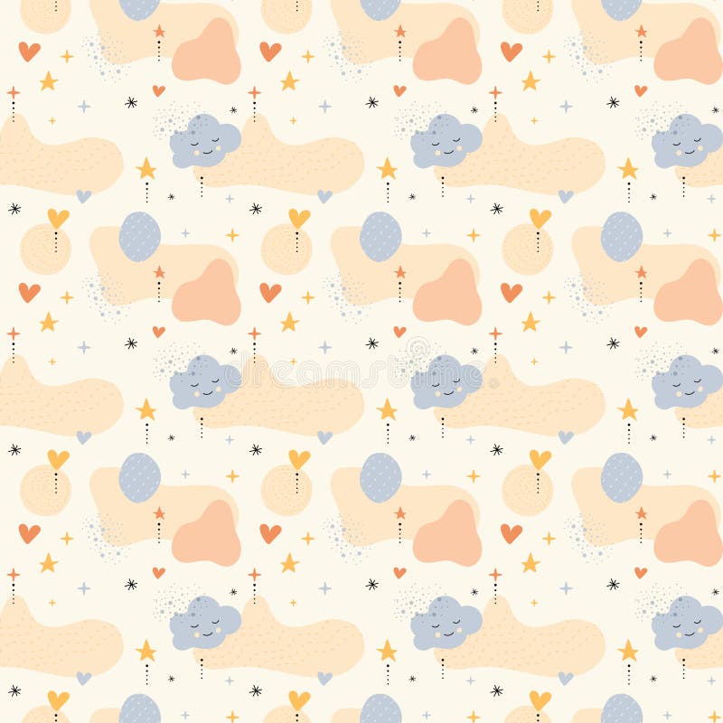 Bohemian Baby Pattern. Seamless Baby Pattern in Boho Style. Stock ...