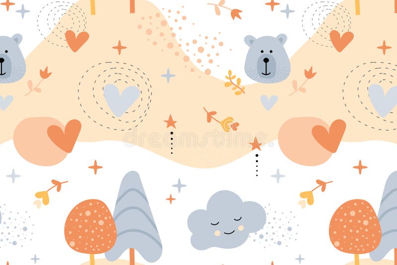 Bohemian Baby Pattern. Seamless Baby Pattern in Boho Style. Stock ...