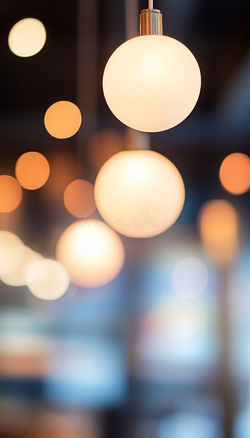 Bohemian Chic Interior Blurred Background with Glowing Globe Lights and ...