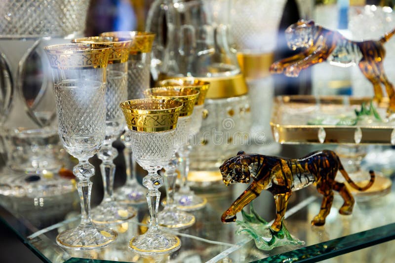 Bohemian Crystal in Shop Showcase Stock Photo - Image of shopping ...