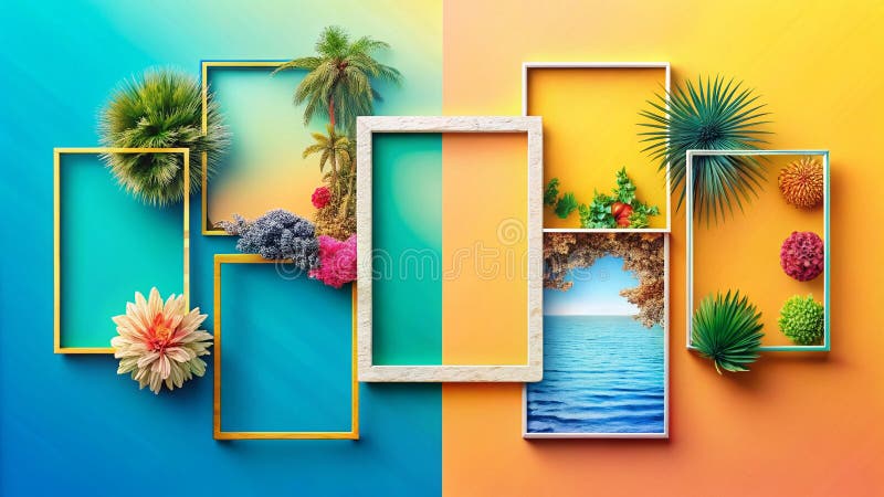 Bohemian Design Elements Downloadable Abstract Geometric Frames and ...