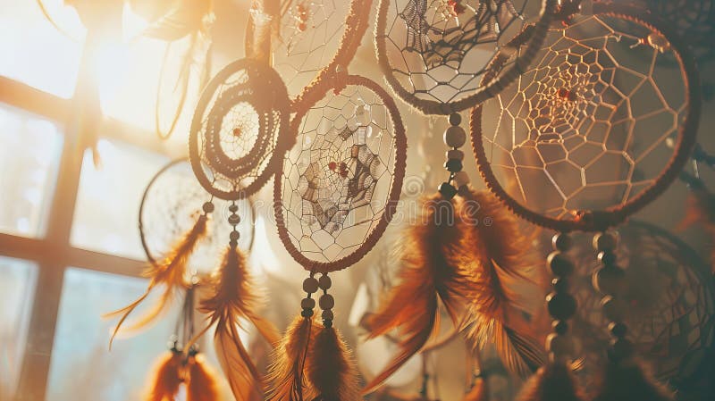 Bohemian Dreamcatchers with Intricate Patterns Stock Illustration ...