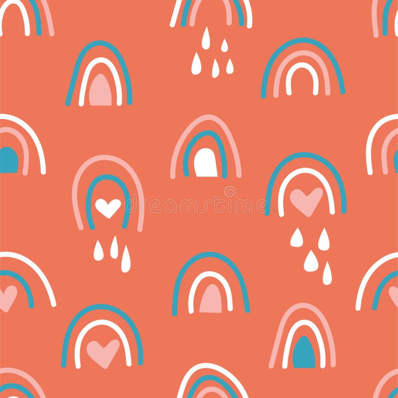 Bohemian Hand Drawn Seamless Pattern with Rainbow and Rain Stock Vector ... Bohemian Hand Drawn Seamless Pattern with Rainbow and Rain Stock Vector ...