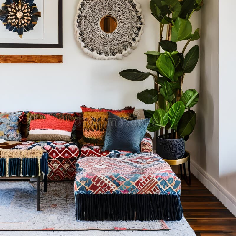 7 a Bohemian-inspired Living Room with a Mix of Patterned and Textured ...
