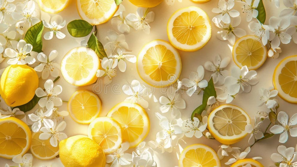 Bohemian Layout Pattern of Floating Lemon Slices in a Boho-chic Arrangement Stock Illustration ...