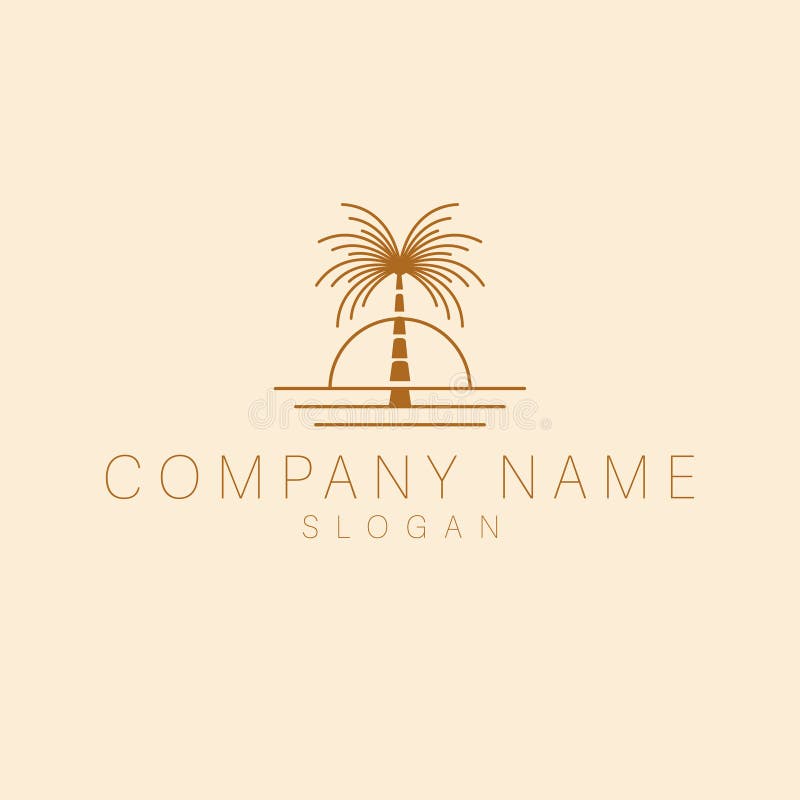 Bohemian Logo Design with Palm Tree. Flat Tropical Logo Template Stock ...