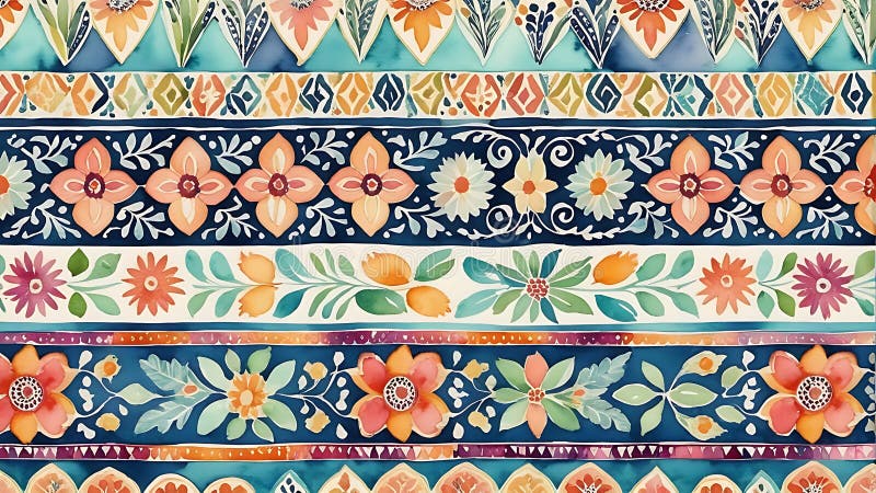 Bohemian Patterns Patterns WATERCOLOE ILLUSTRATION Generative AI Stock ...