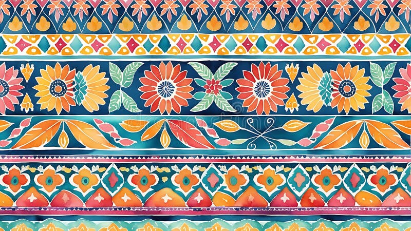 Bohemian Patterns Patterns WATERCOLOE ILLUSTRATION Generative AI Stock ...