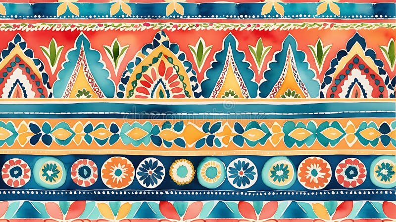 Bohemian Patterns Patterns WATERCOLOE ILLUSTRATION Generative AI Stock ...