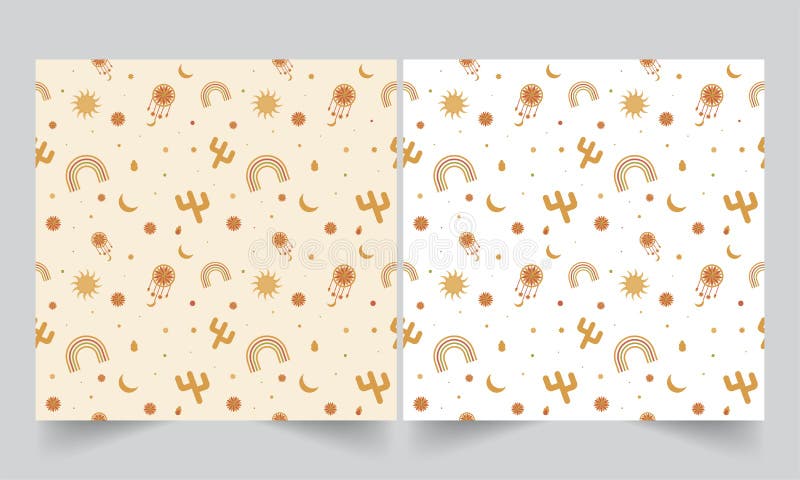 Bohemian Seamless Pattern Background in Two Color Stock Illustration ...