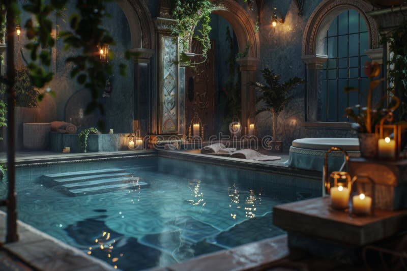 Bohemian Style Spa Retreat stock illustration. Illustration of light ...