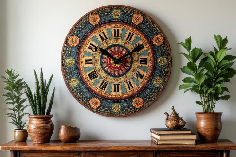 Bohemian Wall Clock in Vintage Setting Stock Illustration ...