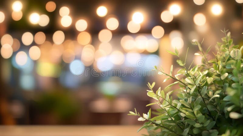 Bohemian Workspace Blur of Lights, Greenery, and Interior with a ...