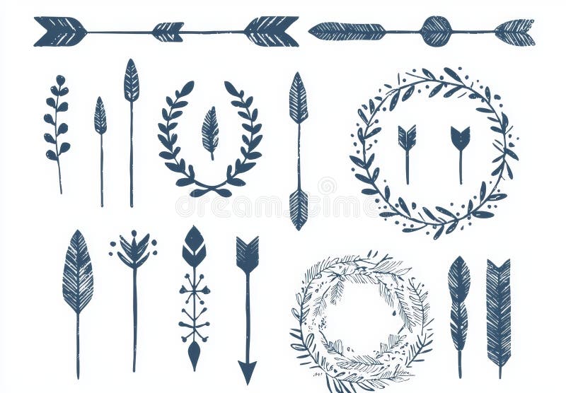 Boho Arrow Circle Frame Collection. Hand-drawn African, Aztec, and ...