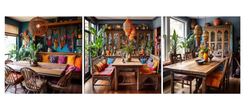 Boho Bohemian Dining Room Interior Design Ai Generated Stock Image ...
