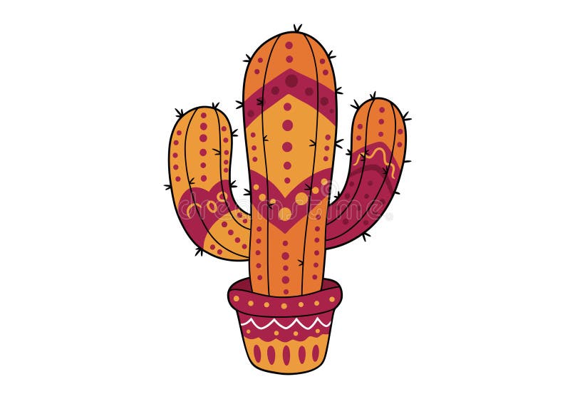 Boho cactus clipart stock vector. Illustration of plant - 367511414